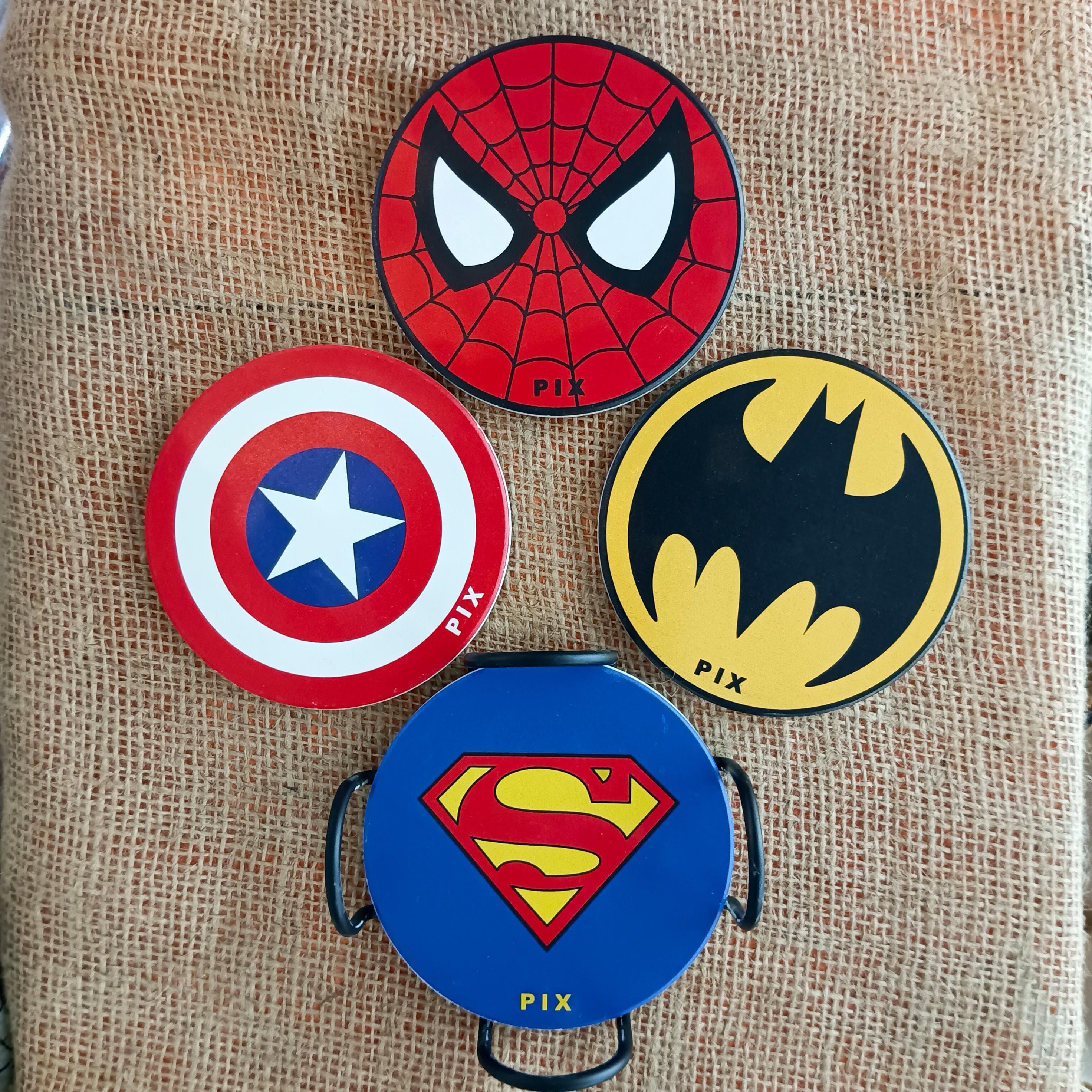Superhero Porcelain Coasters Set with Metal Rack – Izhar